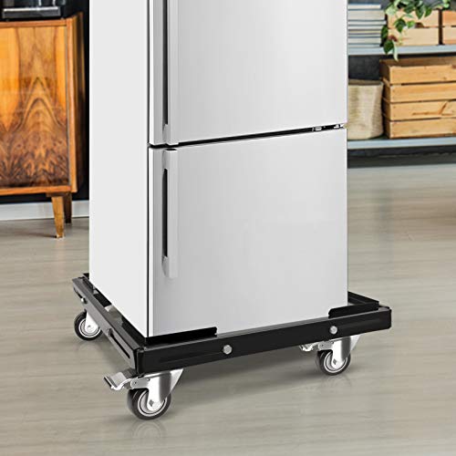 SPACECARE Mobile Roller with 2 Locking Wheels - Adjustable Furniture Dolly with Steady Steel Frame Washing Machine Stand Black Refrigerator Base Moving Cart