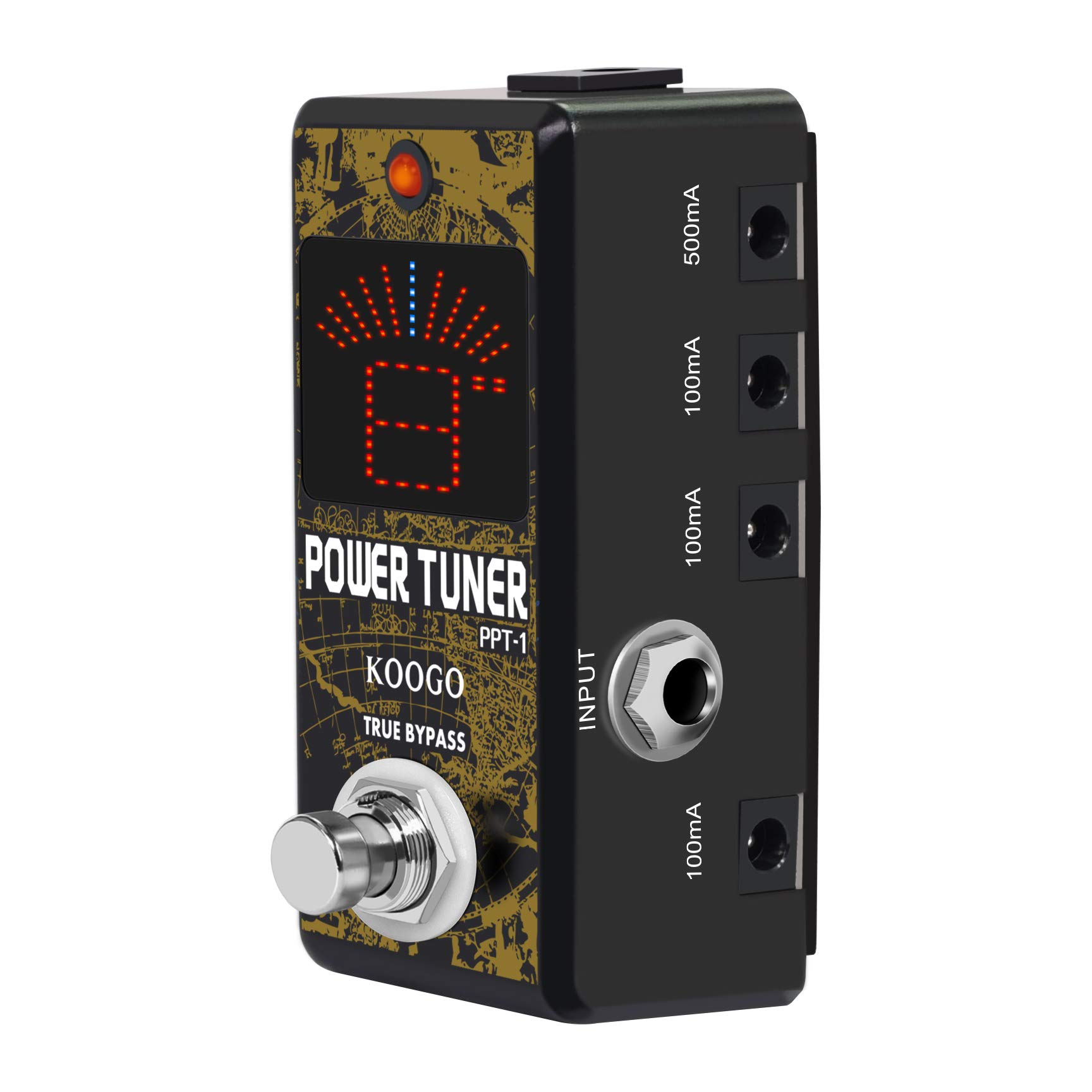 Koogo Guitar Tuner Pedal Power Supply High Precision Chromatic Tuning with 8 Ways 9V DC Power Output