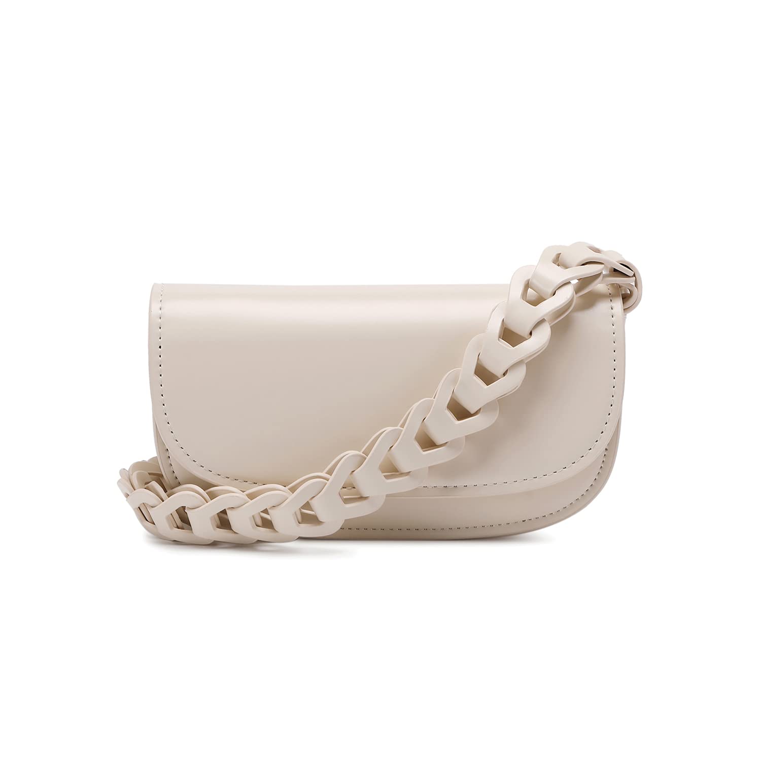 Leanoria 2 Straps Purse Designer Retro Classic Shoulder Bag Vegan Leather Clutch Tote Bag Small Crossbody Handbag (Off White)