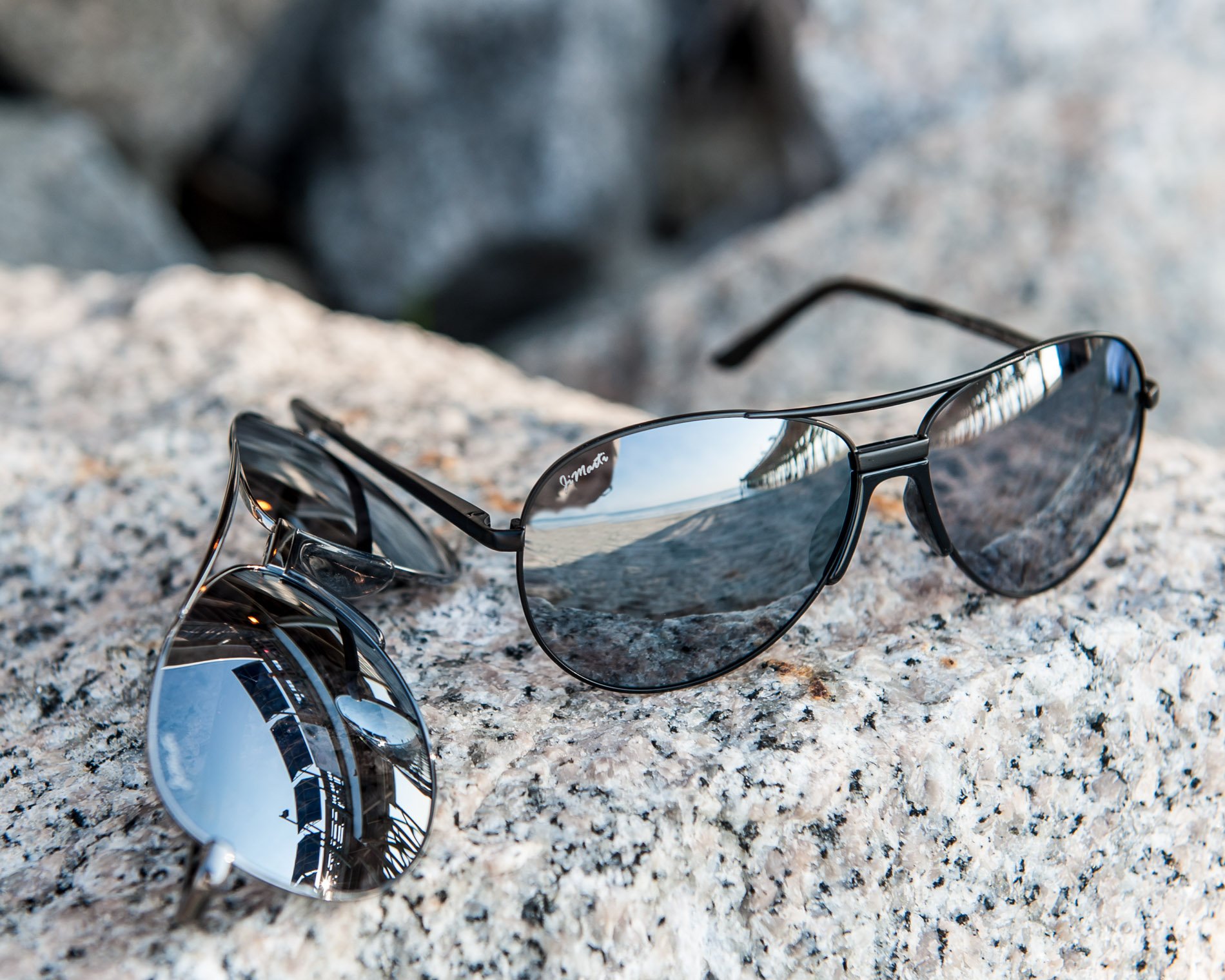 JiMarti P16 - No Tangle - Polarized Aviator Sunglasses Silver/Blue