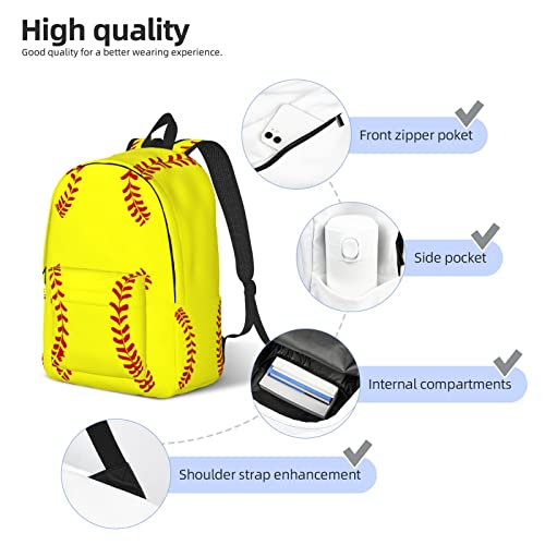 YOPIGOT Softball Canvas Backpack Softball Travel Backpack Softball Laptop Backpack For Men Women