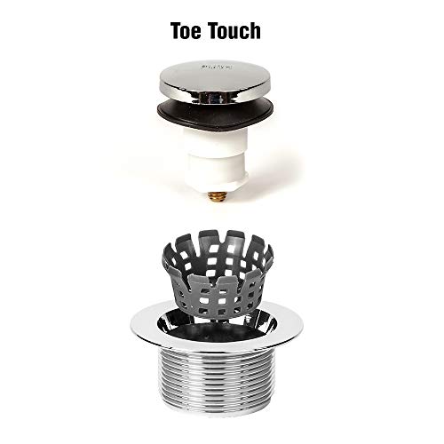 PF WaterWorks Toe Touch (Foot Actuated) Bath Tub Drain Assembly with Gasket - Coarse Thread 11.5 Threads Per Inch - Free Hair Catcher/Strainer;Brushed Nickel; PF0920-BN-TT-C