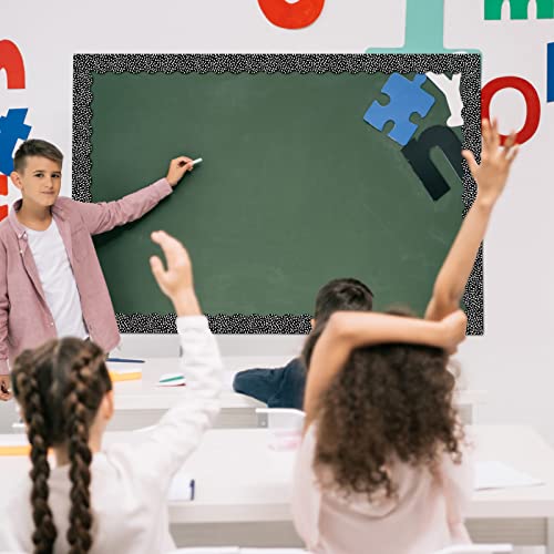 Zonon 65 Feet Bulletin Board Borders Dots Decorative Bulletin Border Rolled Blackboard Straight Wavy Trim Borders Back to School Decoration for Classroom and Home (Wavy White Dot)