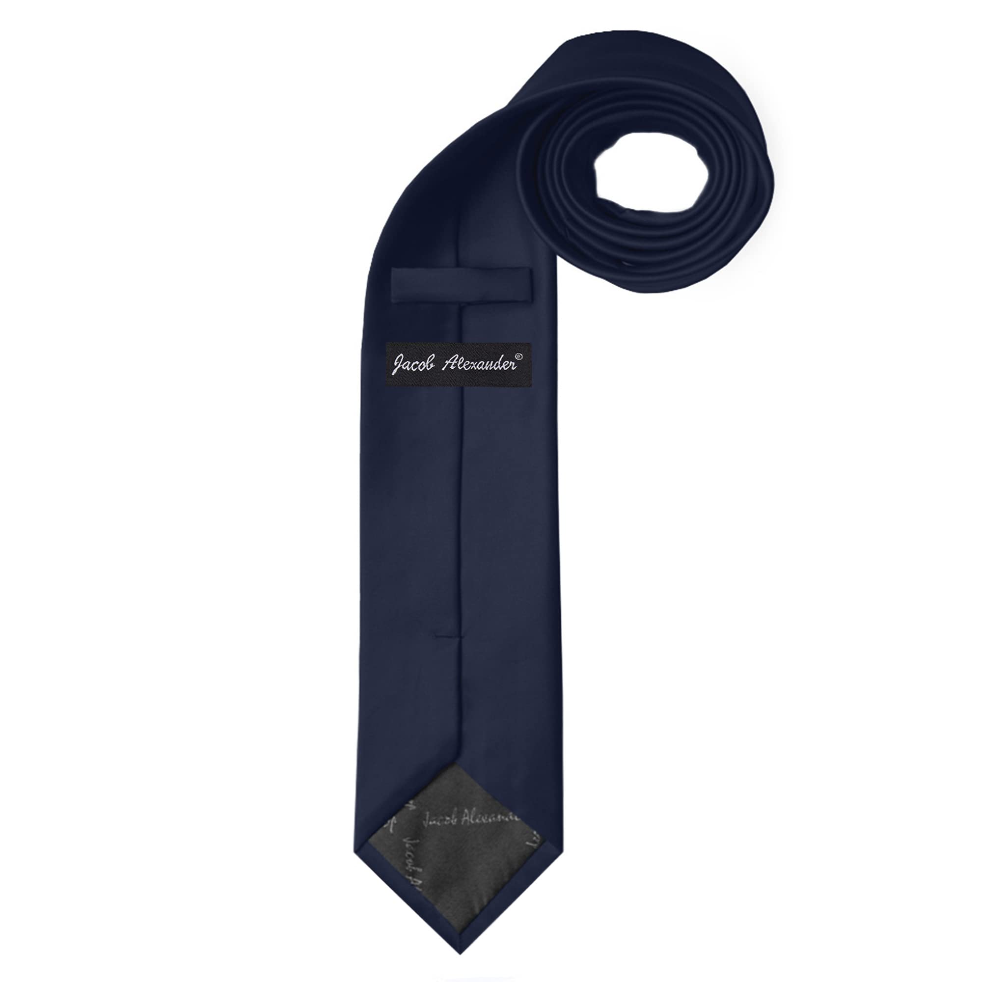 Jacob Alexander Men's Extra Long Solid Color Tie - Navy