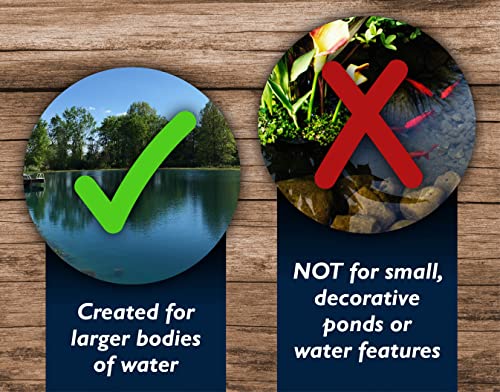 Sapphire Blue Lake & Pond Colorant - 1 Gallon - Deep Dark Blue Color Treats up to 1 Acre - Combination of Crystal Blue & Blackout Pond Dye- Environmentally Friendly Pond Dye