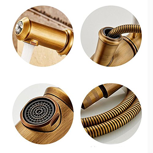 SJQKA-Antique basin faucet, bathroom all copper pull faucet, hot and cold retro faucet, telescopic table, basin faucet