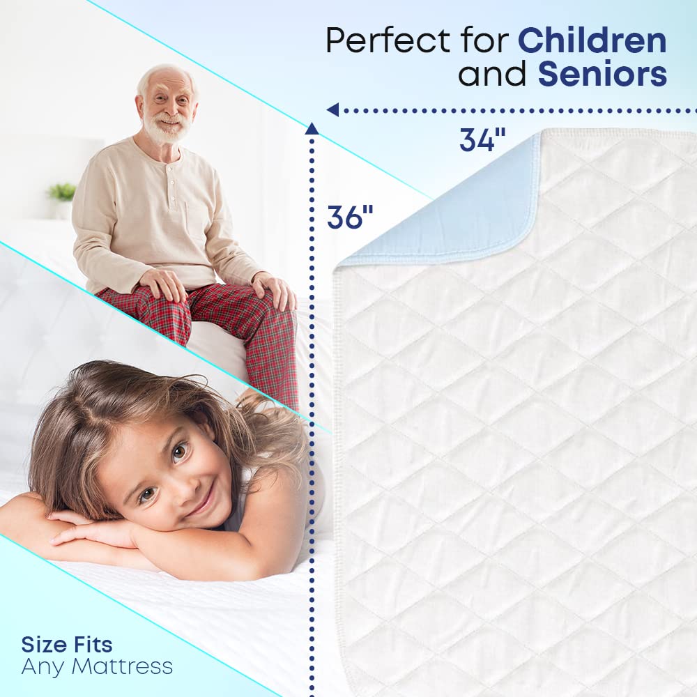 Simpervious Washable Underpads - 36" x 34" Incontinence Pads - Waterproof Washable Changing Pads Protects Beds & Changing Stations Ideal for Babies Kids Adults & Elderly Suitable for Pet Training