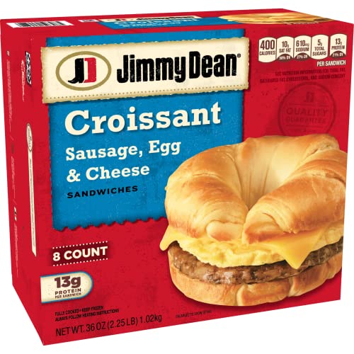 Jimmy Dean Sausage, Egg and Cheese Croissant Breakfast Sandwich, 8 Count (Frozen)