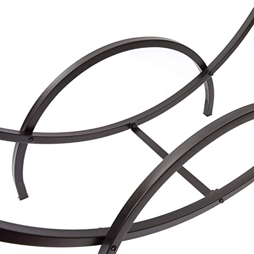 PHI VILLA 40 Inch Heavy Duty Large Curved Indoor/Outdoor Firewood Racks Log Hoop, Oval Base for Kindling Wood Storage Wood Stove Accessories, Black