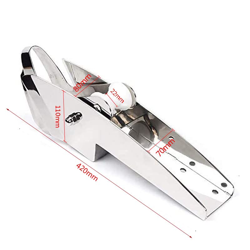 ISURE MARINE AISI 316 Stainless Steel Hinged Self-Launching Bow Anchor Roller with pivoting Dual-Roller 16.5'' for Marine Yacht Docking Accessories