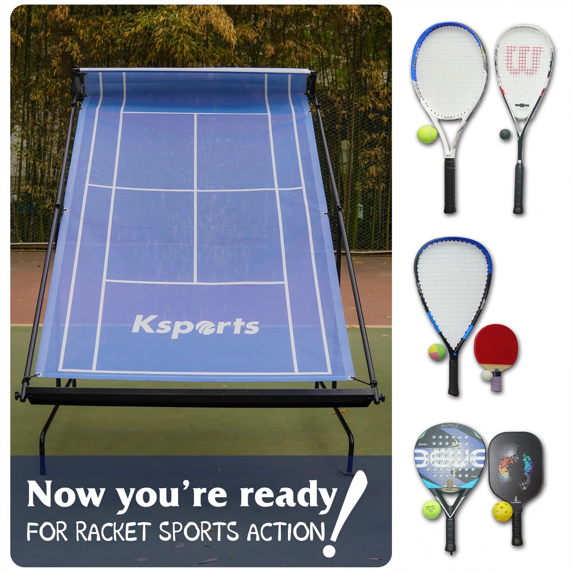 Ksports Tennis Rebounder Net with Carry Bag, Blue