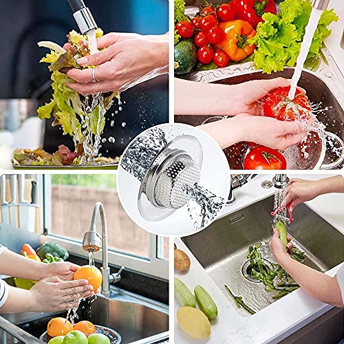 QYHOO 2 PCS Kitchen Sink Strainer Stainless Steel, 4.5 inch Diameter Anti-Clogging Drain Hair Catcher Mesh Catcher for Kitchen, Bathroom, Balcony, Floor Drain