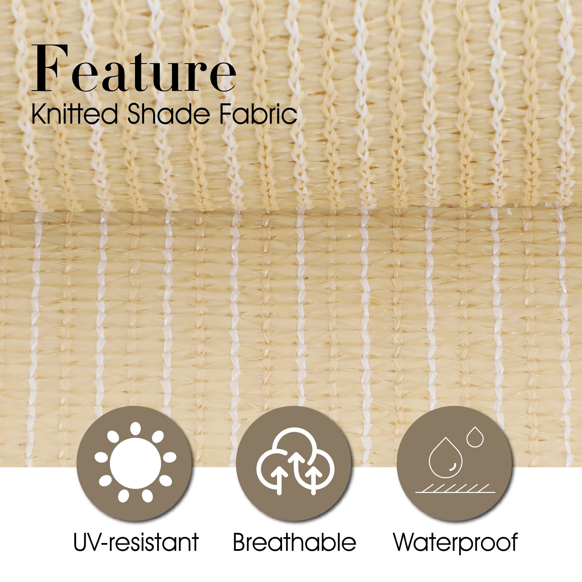 PHI VILLA Outdoor Roller Shade 8' (W) x 8' (H), Patio Shades Roll Up, Wheat