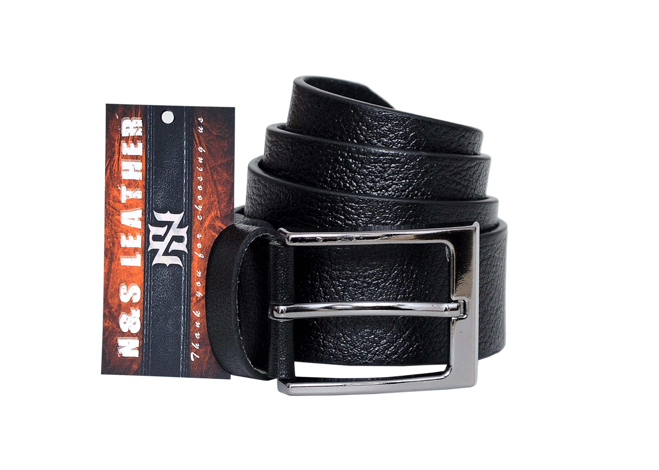 N&S LEATHER Belts for Men, Mens Leather Belt - Big and Tall Casual Belts for Men - Nickel Free Solid Work Leather Belts (Black, 48)