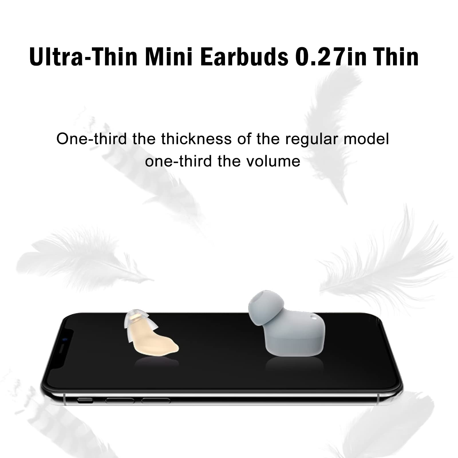 Sleep Earbuds for Side Sleepers Invisible Earbuds for Sleeping Smallest Sleep Buds Tiny Mini Small Discreet Bluetooth Earpiece Wireless Hidden Headphones Work Sports Black