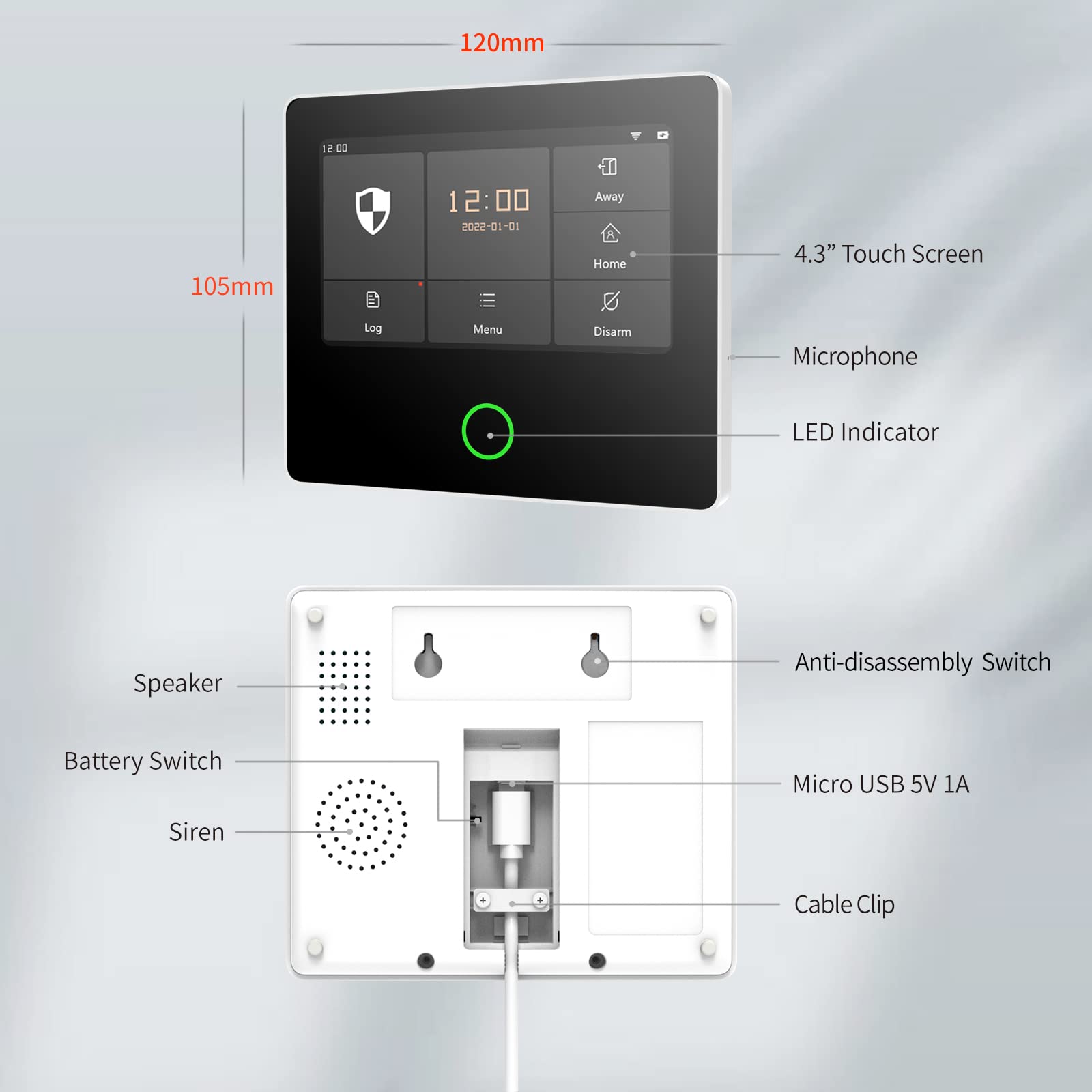 Staniot Home Security System Basic Kit for Apartment, Secpanel 5 Wireless Alarm System Kit, IPS Touch Screen Panel, Door Sensor, Remote Control, High Decibel Siren for Home Security, Work with Alexa