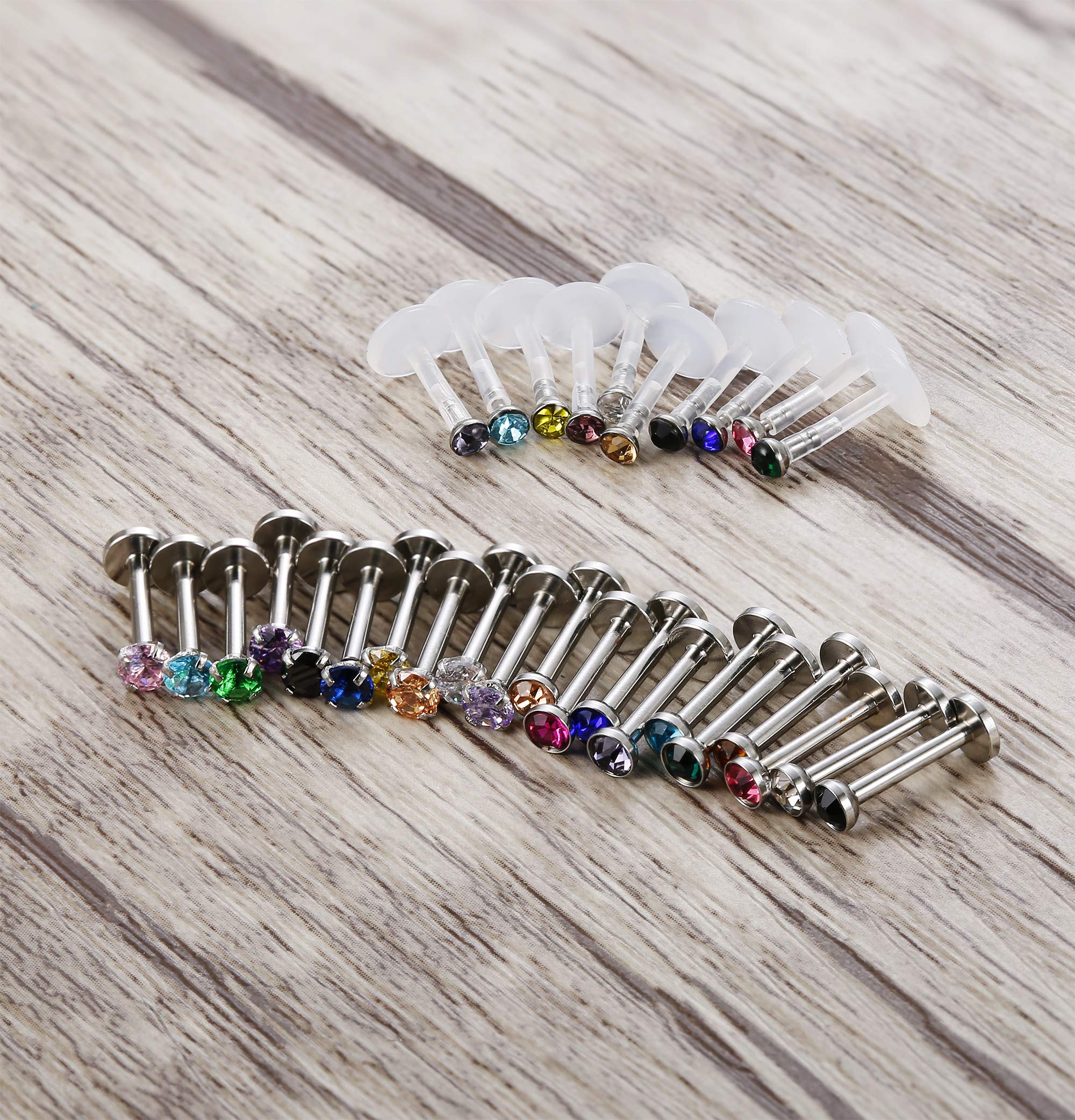 Jstyle 30Pcs 16G Forward Helix Cartilage Tragus Earring Studs Internal Threaded Labret Lip Monroe Ring Barbell Body Piercing Jewelry