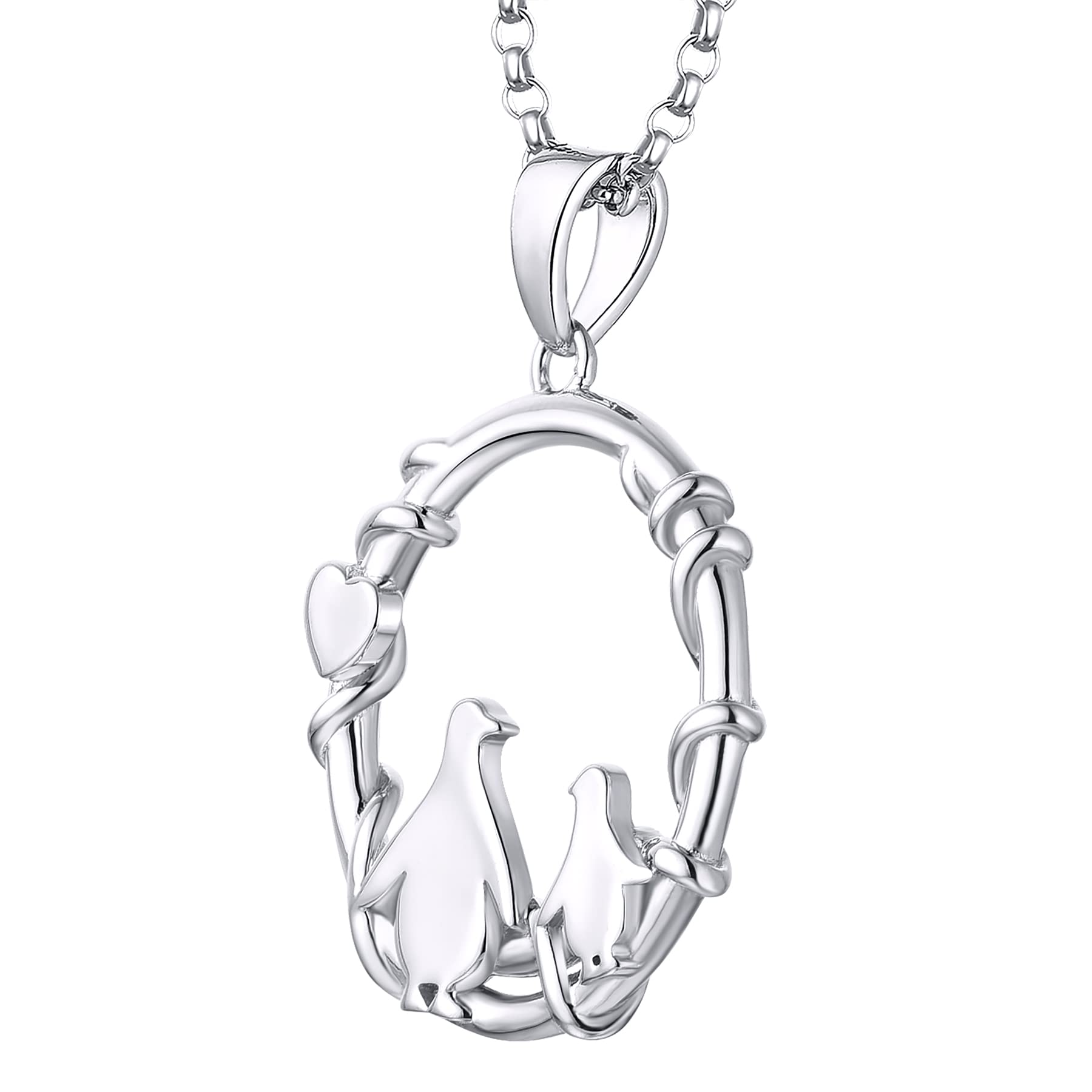 JO WISDOM 925 Sterling Silver Cubic Zirconia Penguin Pendant Necklace,18+2" Extender