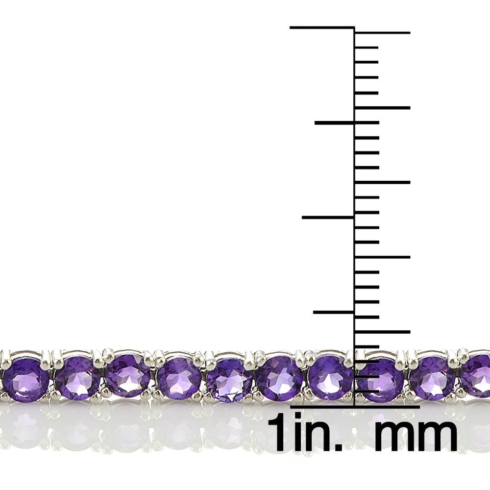 Ice Gems Sterling Silver African Amethyst 4mm Round Tennis Bracelet