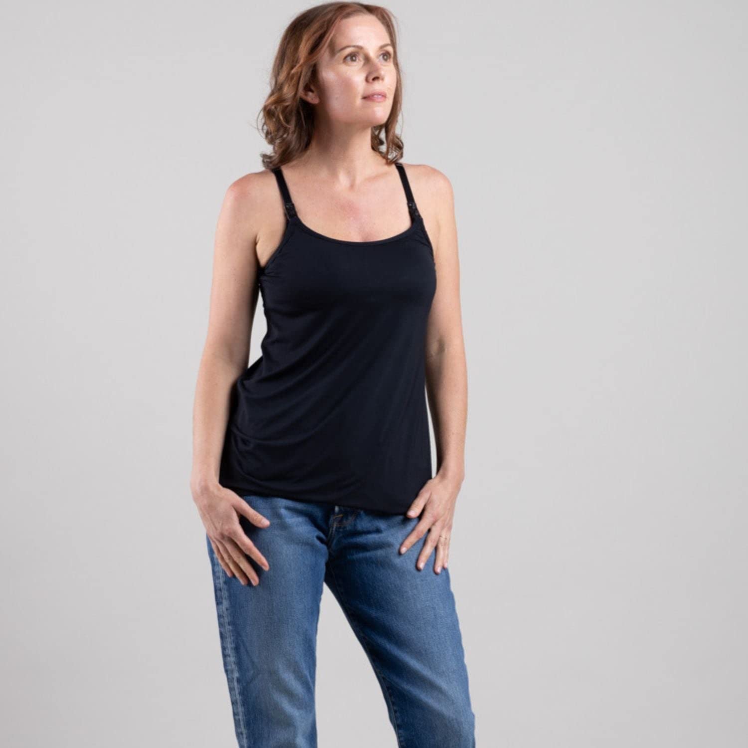 Simple Wishes Supermom Hands Free Pumping Tank | Built in 2-in-1 Pumping & Nursing Bra with SimpleClasp™| Small | Black | Removable Padding