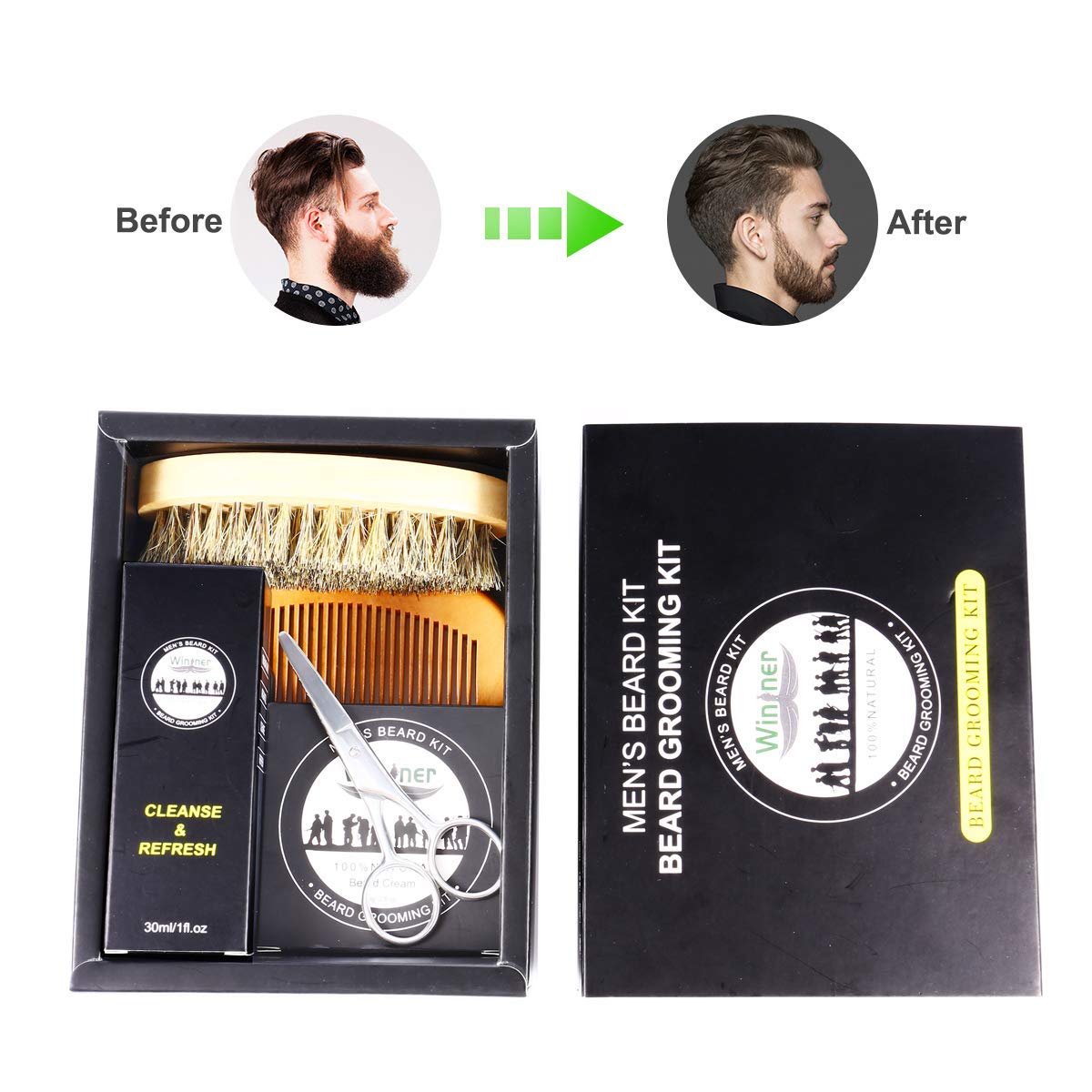 jindaaudio Beard Grooming Kit Beard Conditioner,Beard Growth Care Gifts for Men Beard Oil,Beard Balm,Beard Brush, Beard Wash,Beard Comb,Beard Scissors,Storage Bag