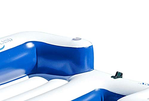 Intex 58293EP Oasis Island Inflatable Giant 5 Person Lake Floating Lounge Raft with Backrests, Armrests, 4 Cup Holders, and Rope Ladder