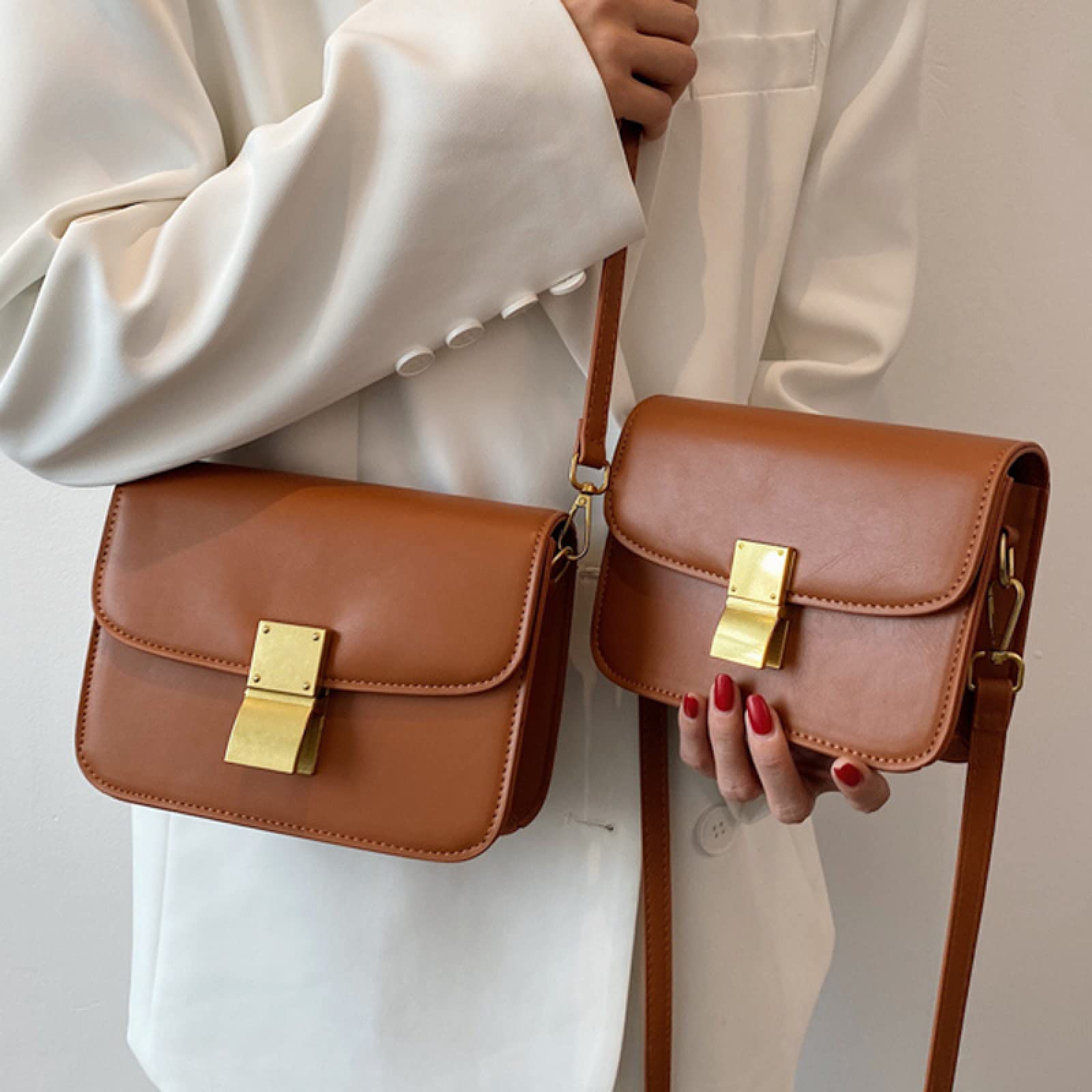 Simple women's bag shoulder bag diagonally across small square bag versatile armpit tofu bag, black, 20 * 7 * 15CM