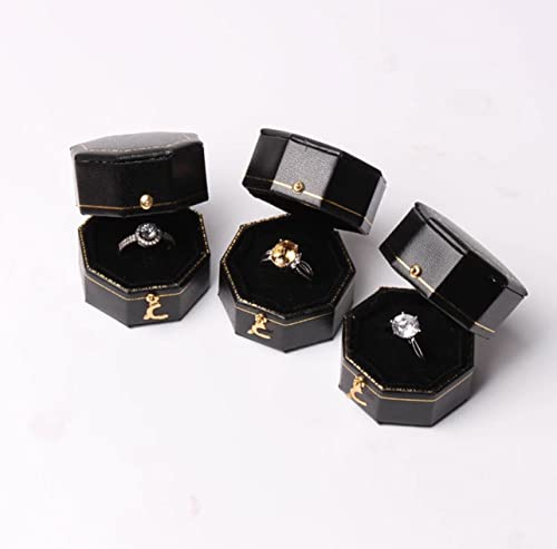 Vintage Jewelry Ring Box Antique European Style for Gift Engagement Wedding Proposal Travel PU Leather Classic Love