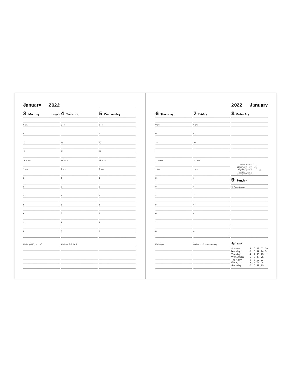 Letts of London Classic A5 vertical week to view with appointments 2022 diary - black (22-C32XBK)
