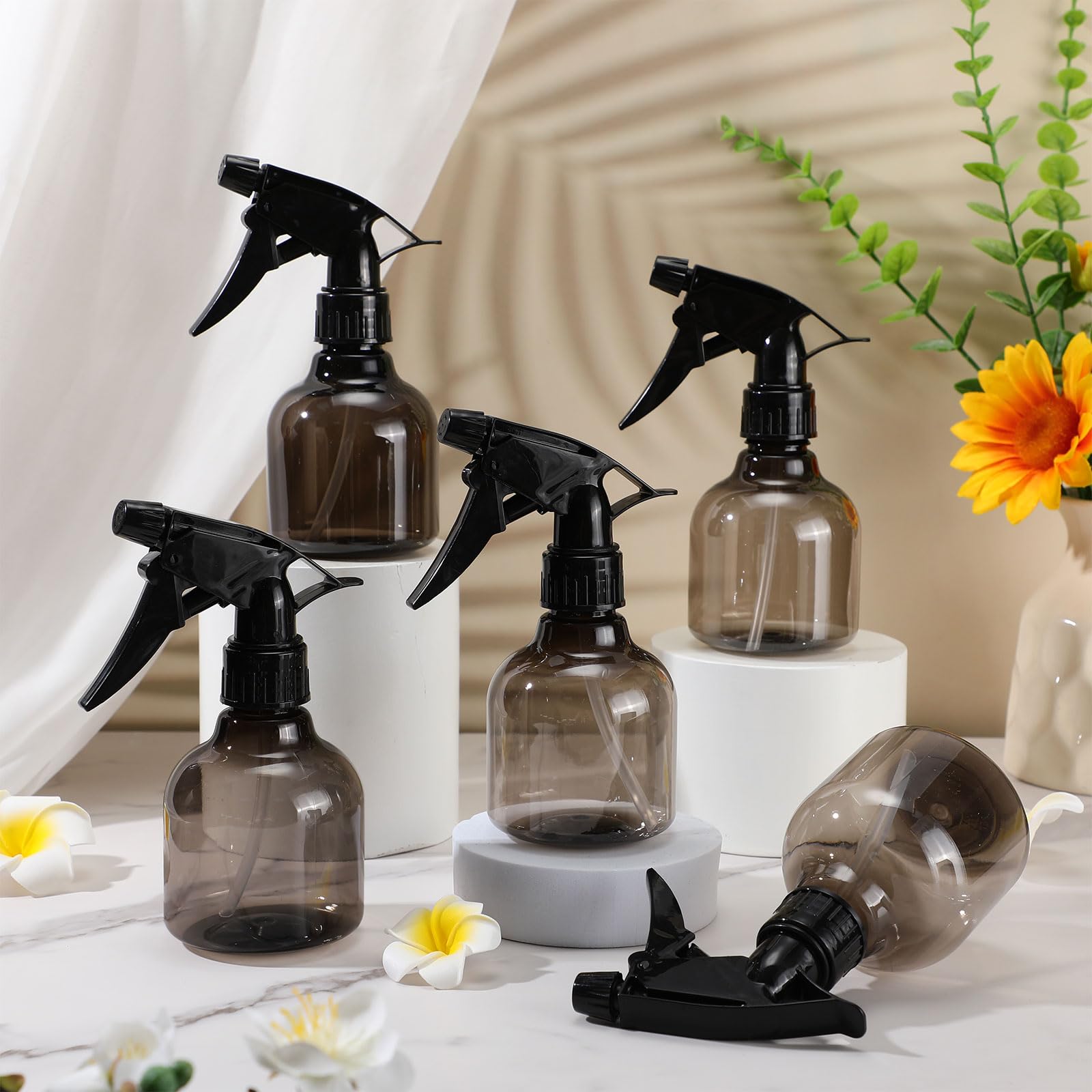 Jinei 30 Pcs Plastic Empty Spray Bottles 8 oz Squirt Bottle with Adjustable Nozzle Liquid Water Sprayer for Hair Cleaning Kitchen Spa Bath Beauty (Black)