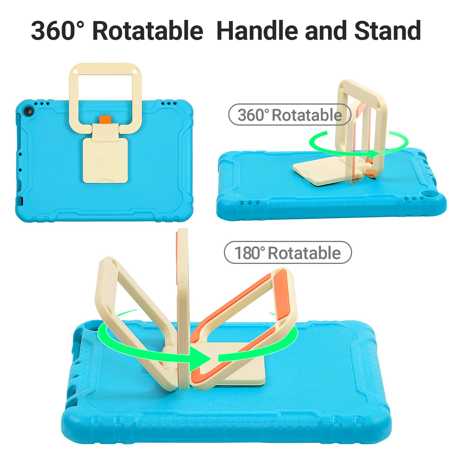 Simpleway Kids Case for Fire HD 8 Tablet 10th Generation 2020 Release, Fire HD 8 and HD 8 Plus Tablet Case for Kids,Shockproof Lightweight Rotating Foldable Handle Stand Holder Tablet Case Cover