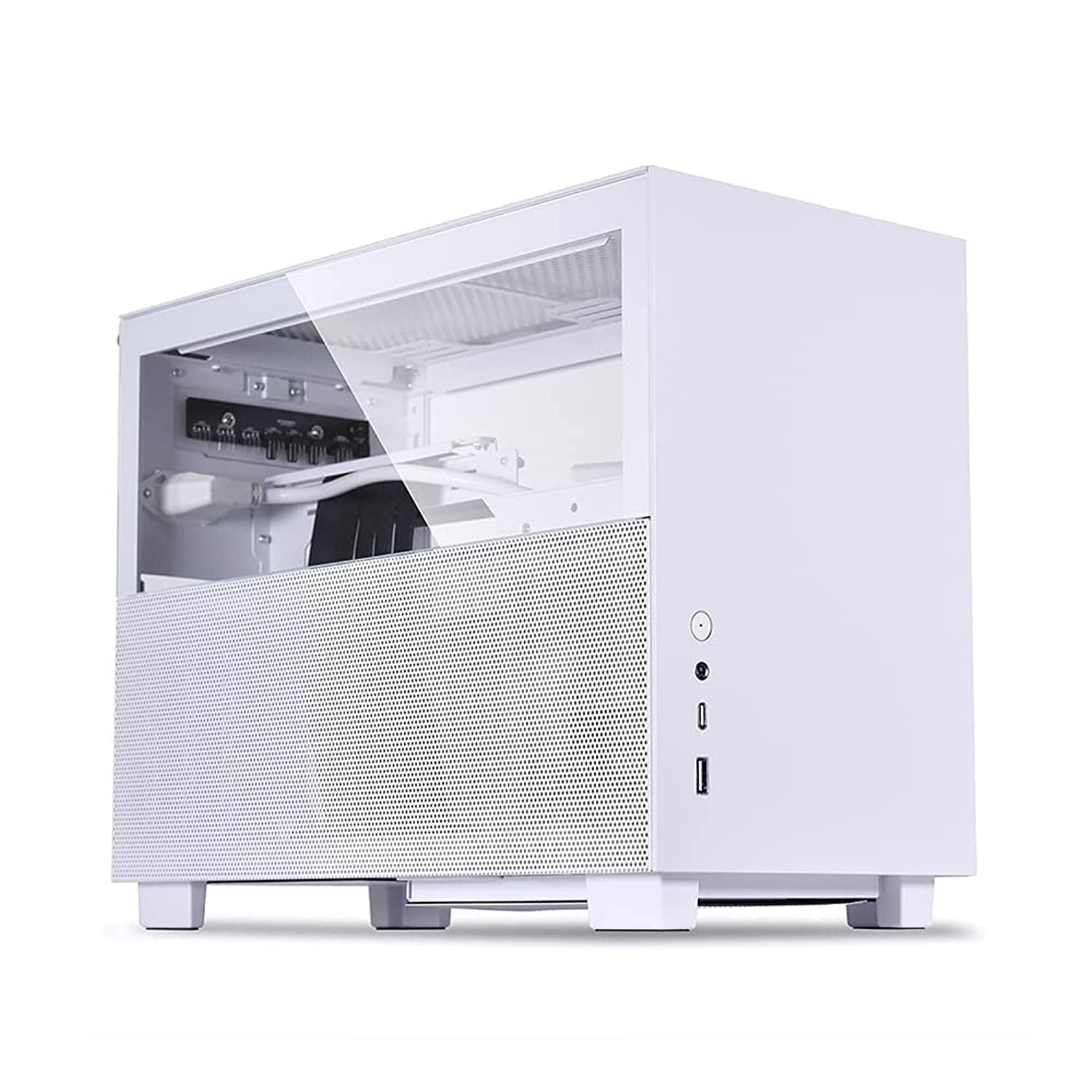 Lian Li Q58 White Color SPCC / Aluminum / Tempered Glass Mini Tower Computer Case , PCIe 4.0 Riser Card Cable Included - Q58W4