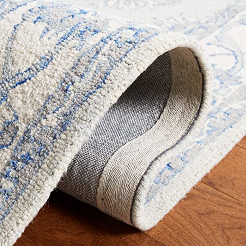 SAFAVIEH Micro-Loop Collection Accent Rug - 2' x 3', Blue & Ivory, Handmade Wool, Ideal for High Traffic Areas in Entryway, Living Room, Bedroom (MLP536M)