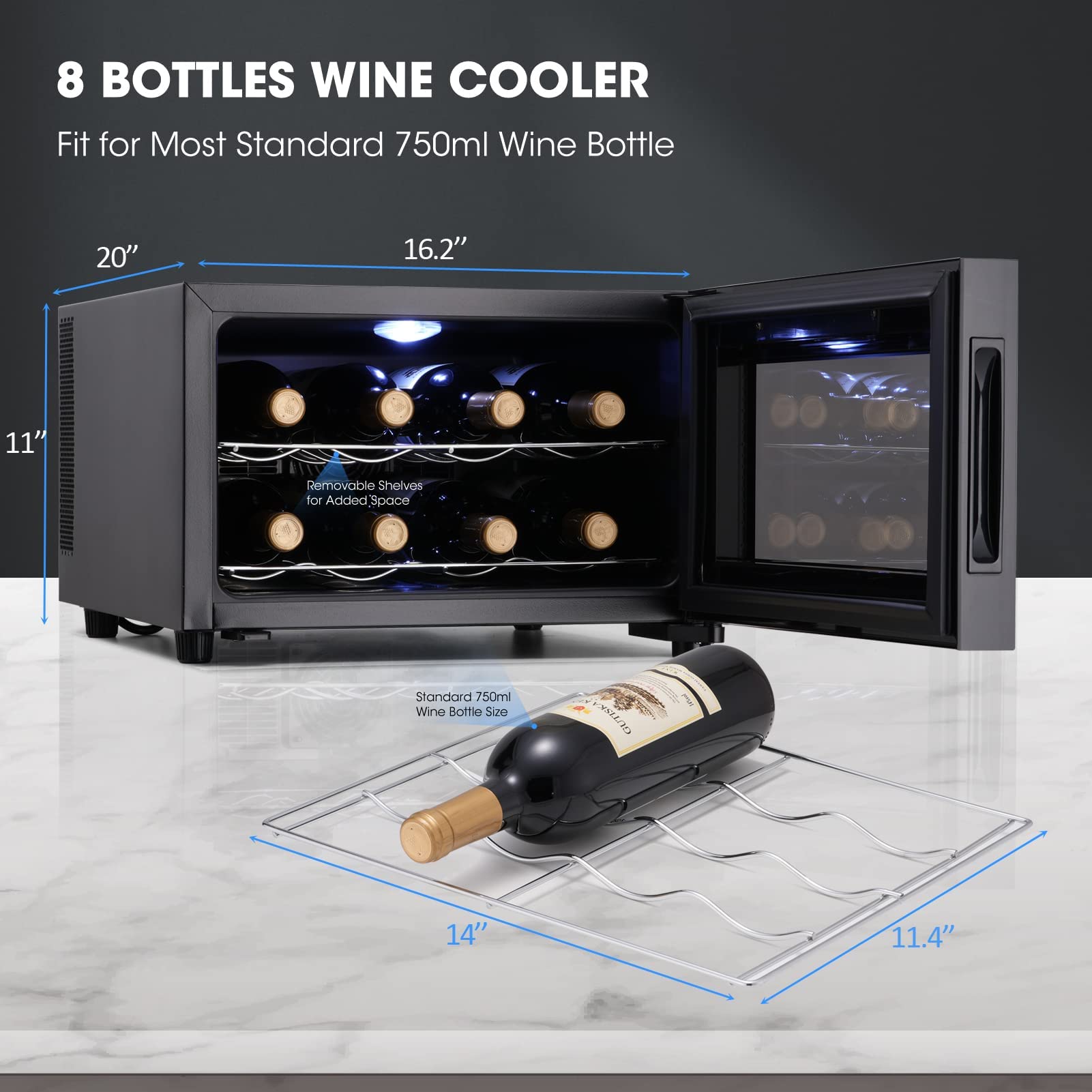 JINJUNYE 6 Bottle Wine Cooler Refrigerator, Small Wine Fridge, Countertop Wine Cooler with Digital Temperature Control, Mini Freestanding Wine Cellars Glass Door, High-End Gift