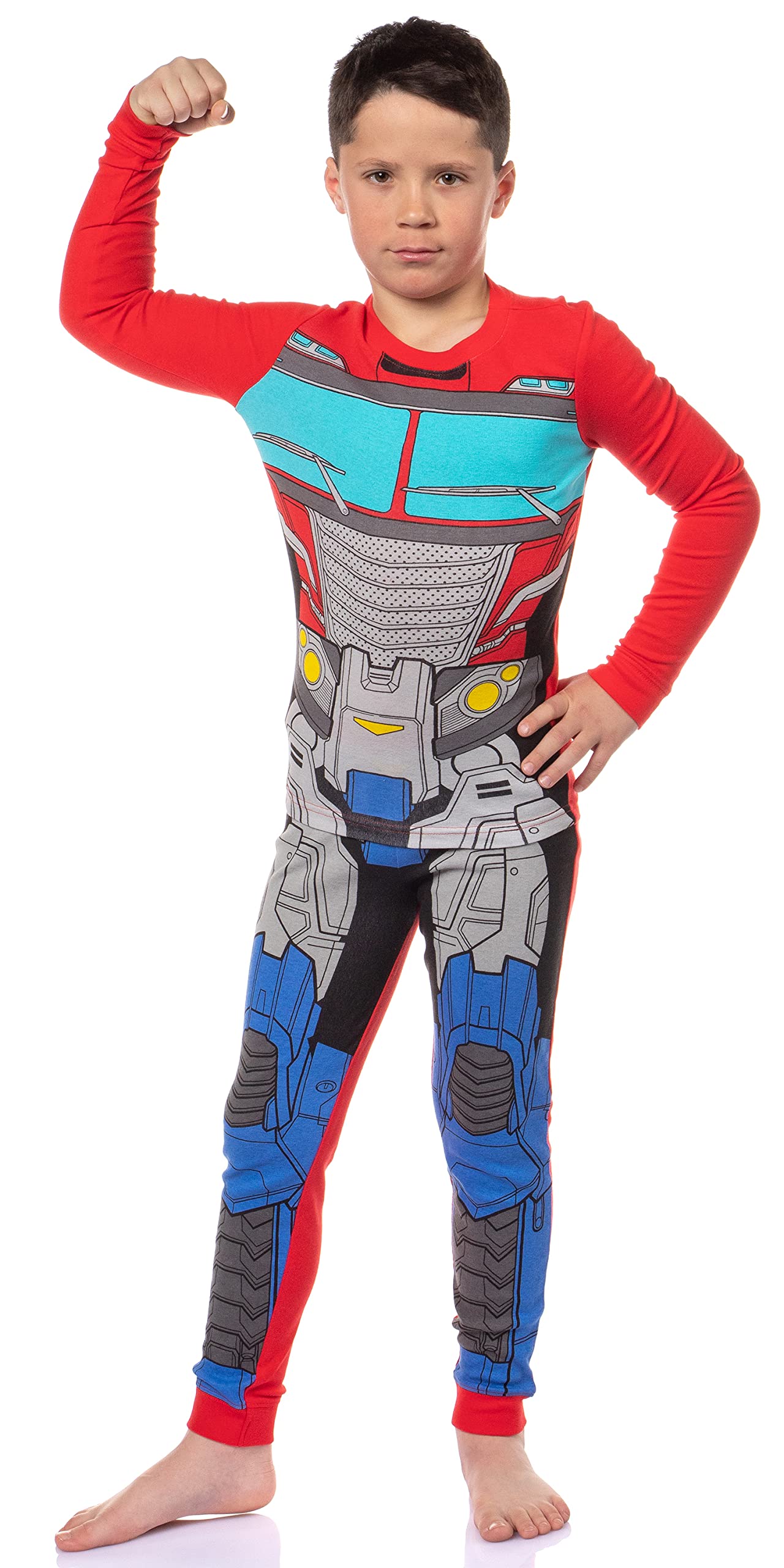INTIMO Transformers Boys' Optimus Prime Costume Character TV Show Sleep Pajama Set (8) Multicolored