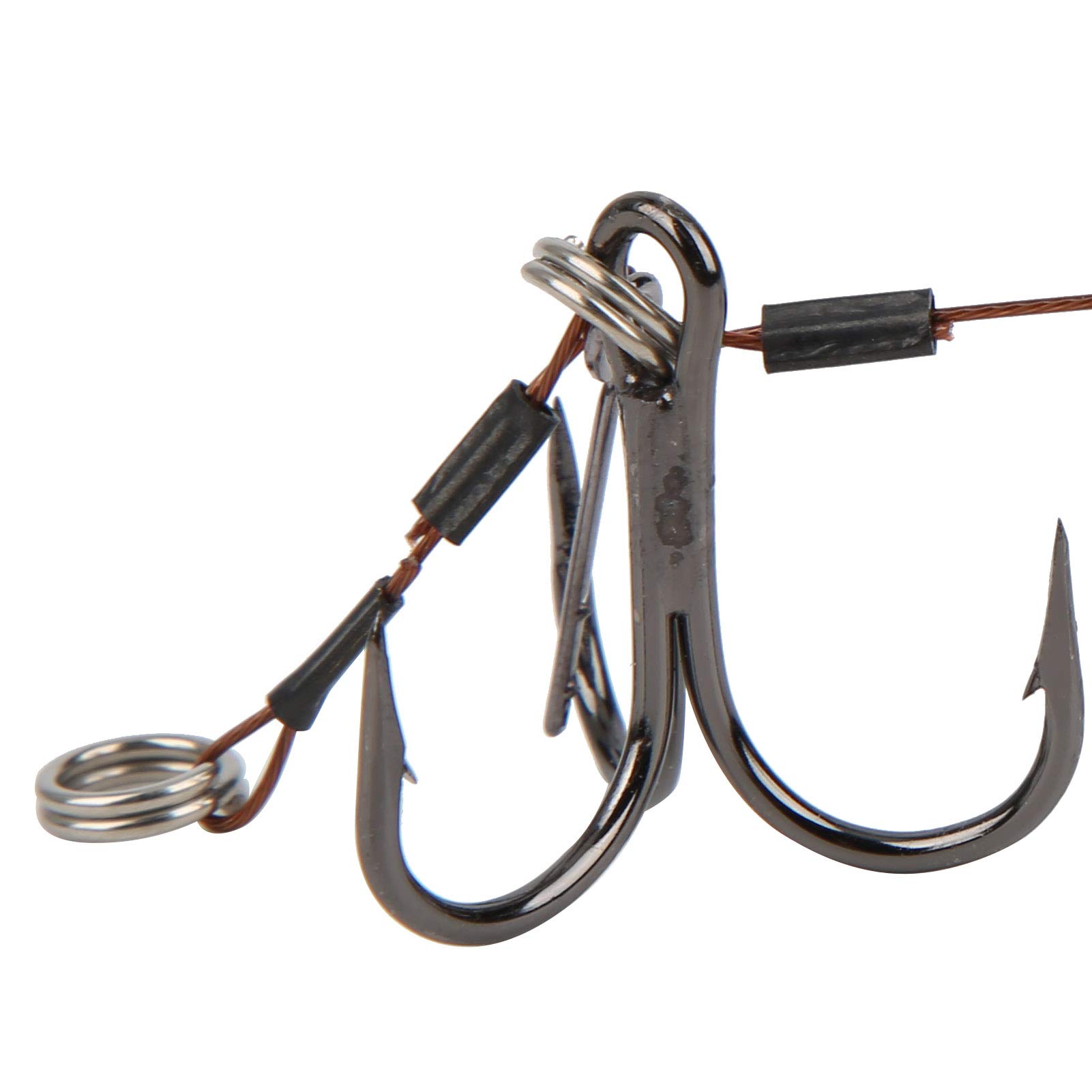 Natudeco 2PCs Triple Fishing Hook, Premium Quality Fishing Tackle Durable Barracuda Hook Line with Sharpened Corners for Saltwater and Freshwater Fishing