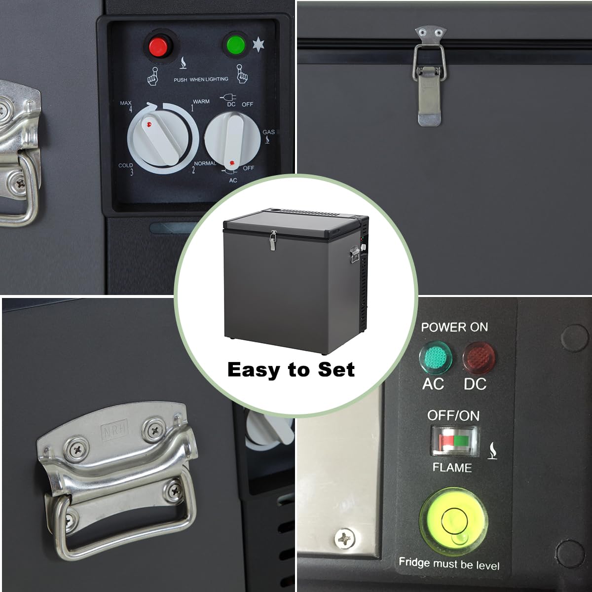 Smad 2.4 Cu.Ft. Propane Freezer Off Grid,110V/12V/LPG 3 Way Chest Freezer with Lock, RV Freezer/Refrigerator for Outdoor, Camper Van, Home, Black