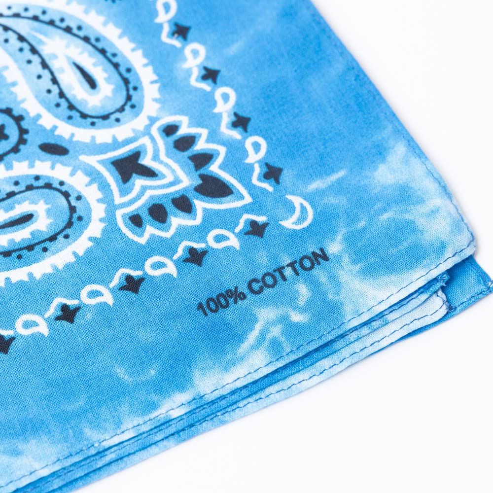 Nambee Tie Dye Bandanas Cotton Paisley Print Novelty Headband,12 Packs 21x21 inches Multi-Purpose Printed Unisex Kerchief