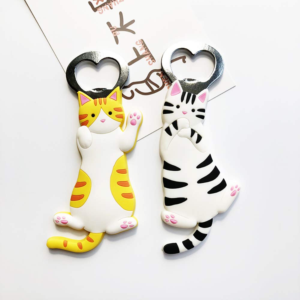 Refrigerator Magnet Silicone Metal Bottle Opener for Beer Coke Bartender Kitchen Barware Metal Novelty Cute Fun Shape (Dog-Gray)