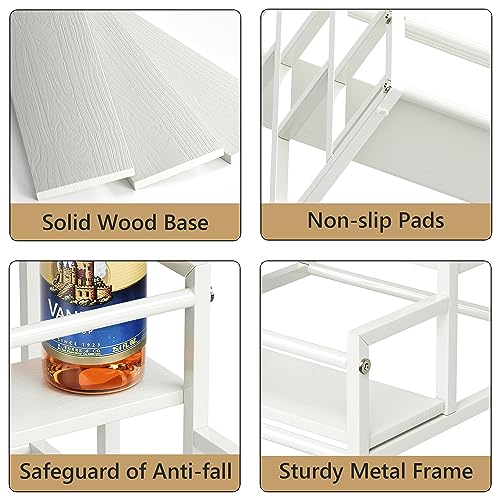 ZGO 3 Tier Coffee Syrup Rack for Coffee Bar, Water Bottle Organizer for Cabinet, Simple Syrup Bottles Coffee Station Organizer for Countertop, Coffee Bar Accessories and Organizer(White)