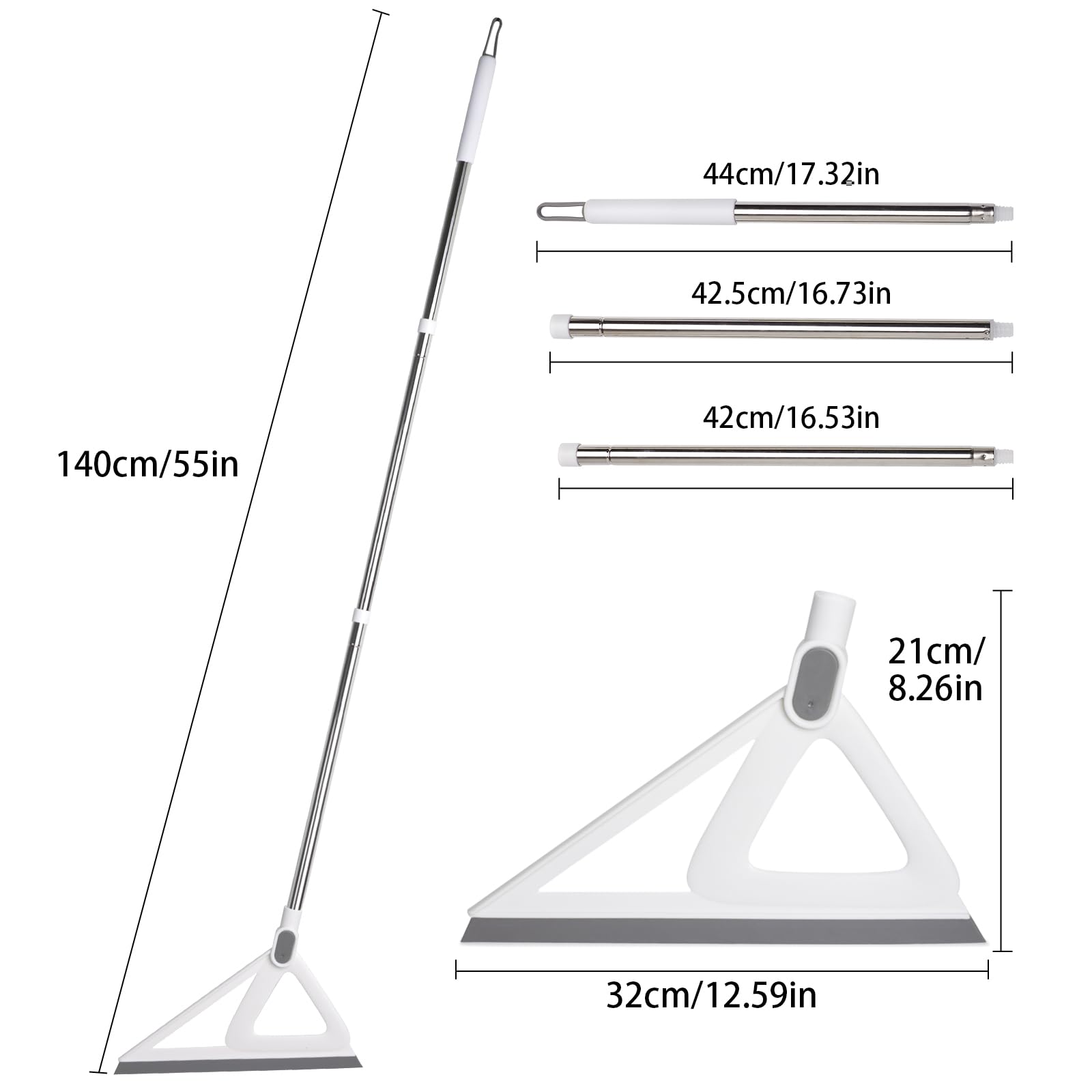 XXFLOWER Multifunction Silicone Broom,Squeegee Broom Sweeping Water and Pet Hair,Rubber Magic Broom Sweeper for Floor Bathroom Kitchen Shower,Rugs,Glass Windows(White)