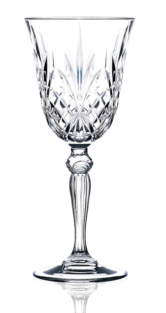 Lorenzo RCR Crystal Collection Water Glass Set Lorren Home Trends-Melodia, 6 Count (Pack of 1), Red Wine Goblet,7.5 fluid ounce