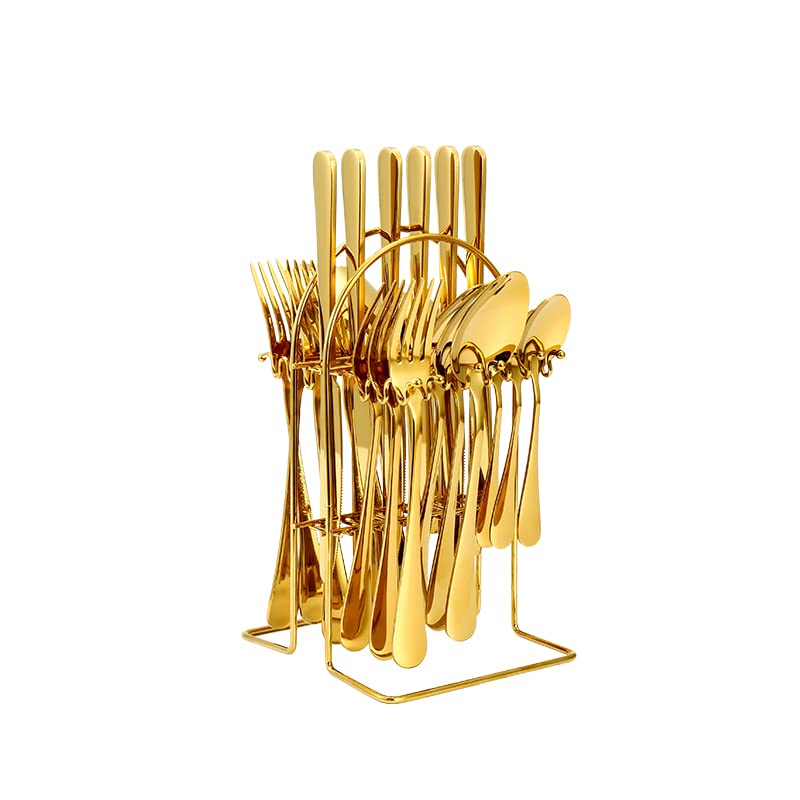 Tableware Silverware Set With Cutlery Rack, Stainless Steel Cutlery Cutlery Set 24 Piece Set for Home Kitchen Restaurant Hotel Dinner Service