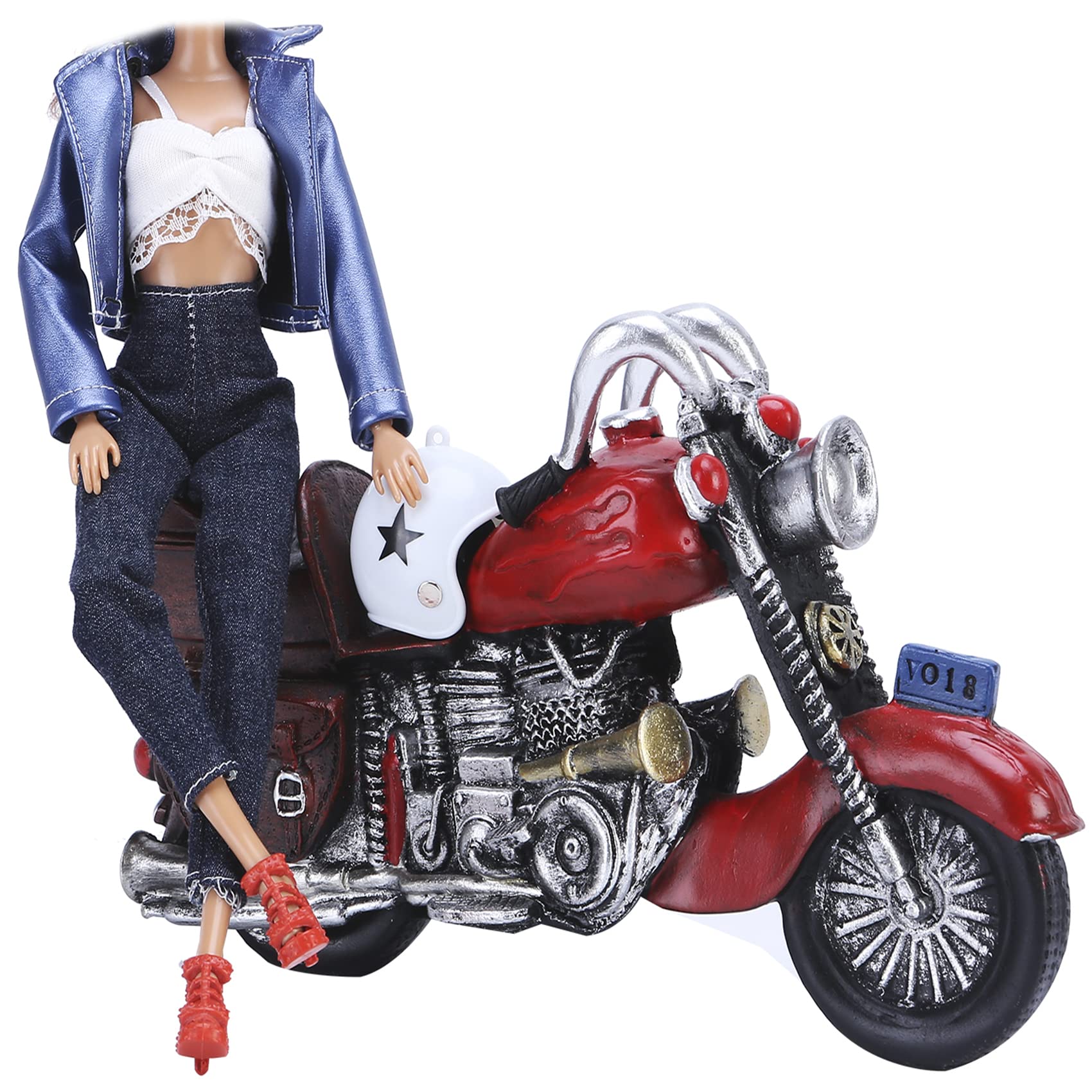 YAMASO Leather Coat Suit Pack,Cool Wild Motorcycle Style Couple Clothes for 11.5″ Girl Dolls and 12″ Boy Doll(Doll and Motorcycle not Included)
