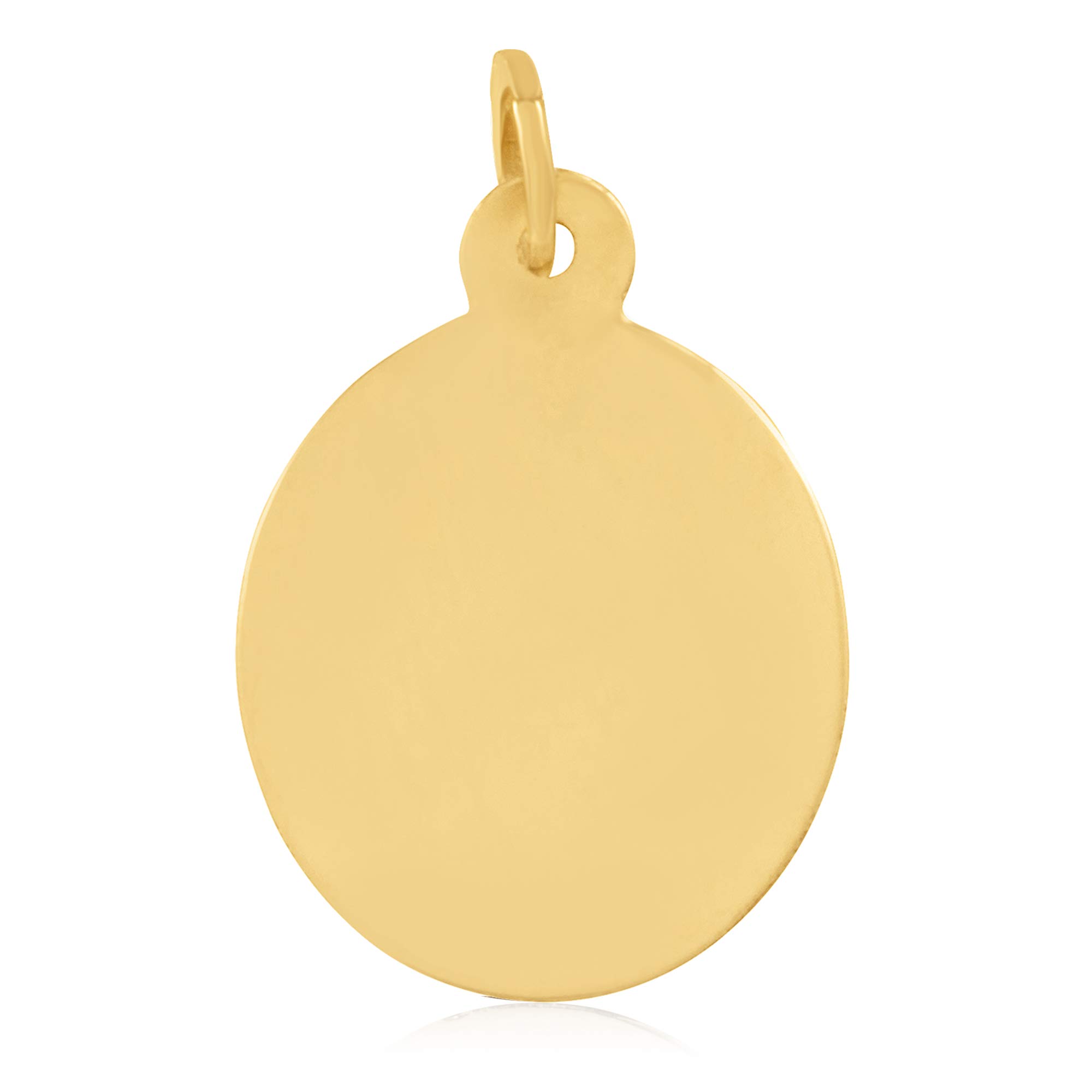 JULIETTE COLLECTION 14K Yellow Gold Oval Disc “St Christopher Protect Us” Religious Pendant/Charm for Men and Women