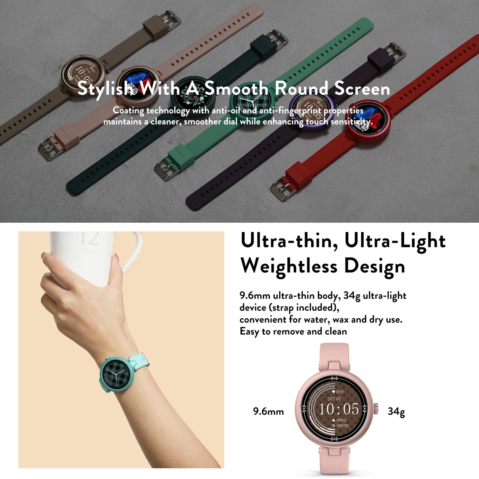 Smart Watches for Women Smartwatch Android iPhone Compatible Fitness Tracker Custom Dial Sport Watch for Ladies