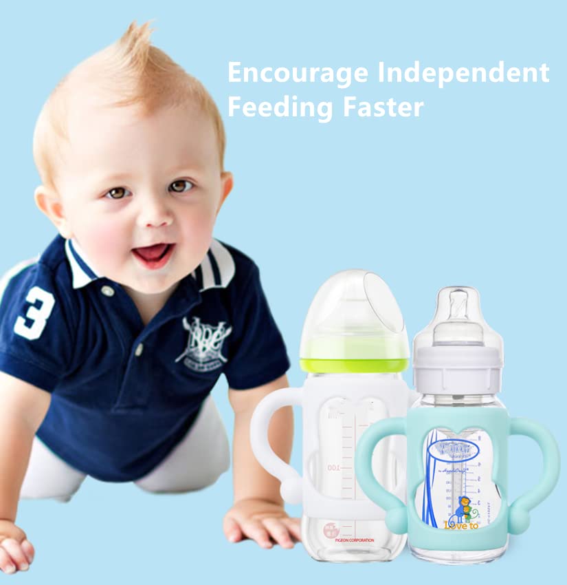 Smarbore Bottle Handles for Dr Brown Baby Bottles, 100% Silicone Baby Bottle Holder for Easy Grip, Sippy Cup Handle for Dr Brown Narrow Sippy Bottle, Teach Babies to Drink Independently, 2 Pack