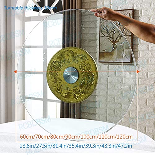 Tempered Glass Turntable Lazy Susan Turntable for Dining Table, Explosion-Proof Tempered Glass Kitchen Dining Table Rotating Tray, Smooth Swivel (Size : 60cm/23.6in)