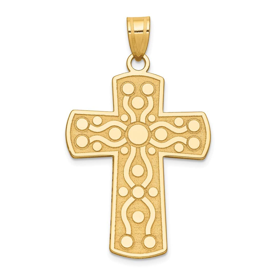 IceCarats 14K Yellow Gold Holy Cross Necklace Religious Pendant Jesus Christ Charm Serenity Prayer Back Only