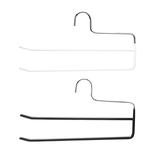SHIMOYAMA Open-Ended Pants Hangers, 10 Pack, Space-Saving Double Rods Pant Hanger for Jeans, Trouses, Scarf